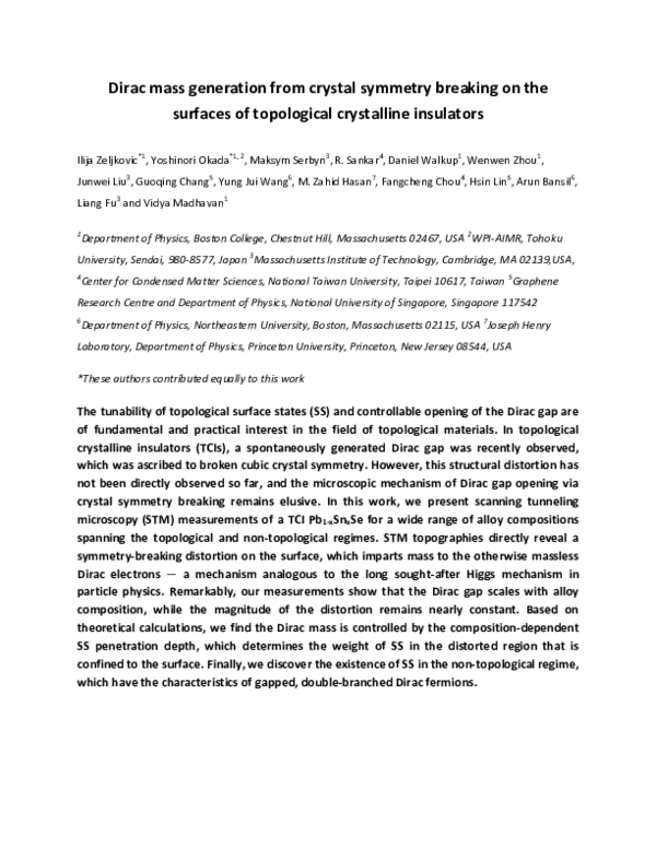 (PDF) Dirac mass generation from crystal symmetry breaking on the ...