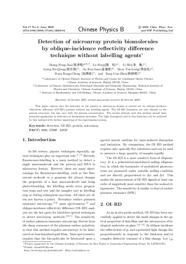 (PDF) Detection of microarray protein biomolecules by oblique-incidence ...
