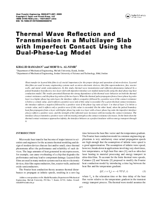 (PDF) Thermal Wave Reflection and Transmission in a Multilayer Slab ...