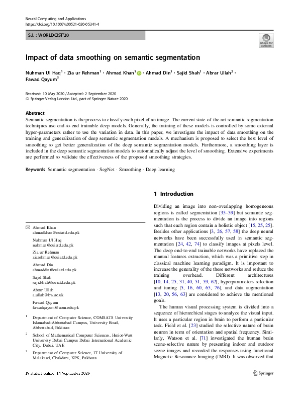 (PDF) Impact of data smoothing on semantic segmentation