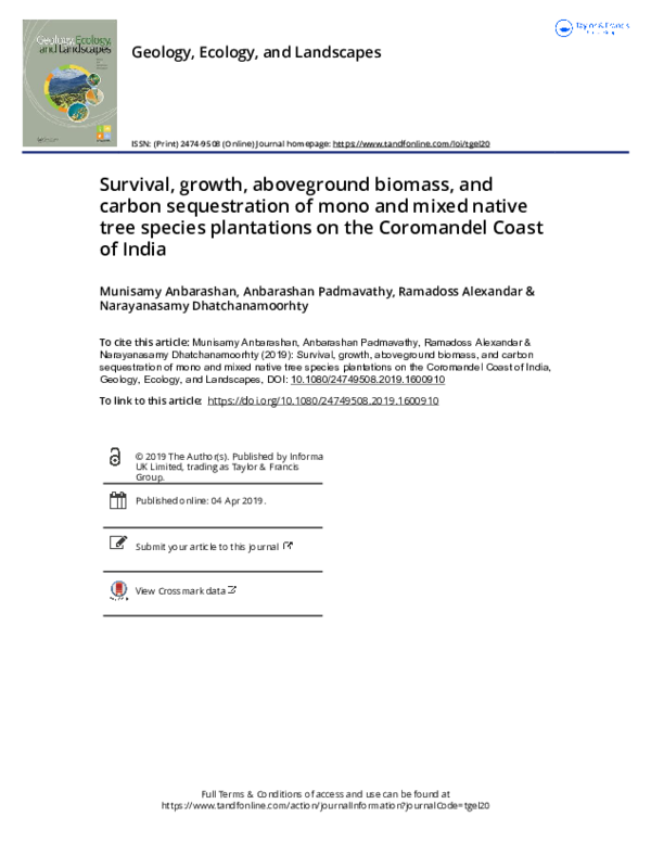 (PDF) Survival, growth, aboveground biomass, and carbon sequestration ...