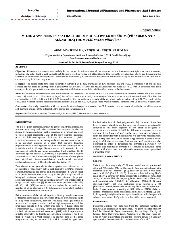 (PDF) MICROWAVE-ASSISTED EXTRACTION OF BIO-ACTIVE COMPOUNDS (PHENOLICS ...