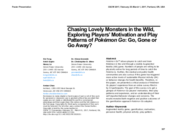 (PDF) Chasing Lovely Monsters in the Wild, Exploring Players' Motivation and Play Patterns of ...
