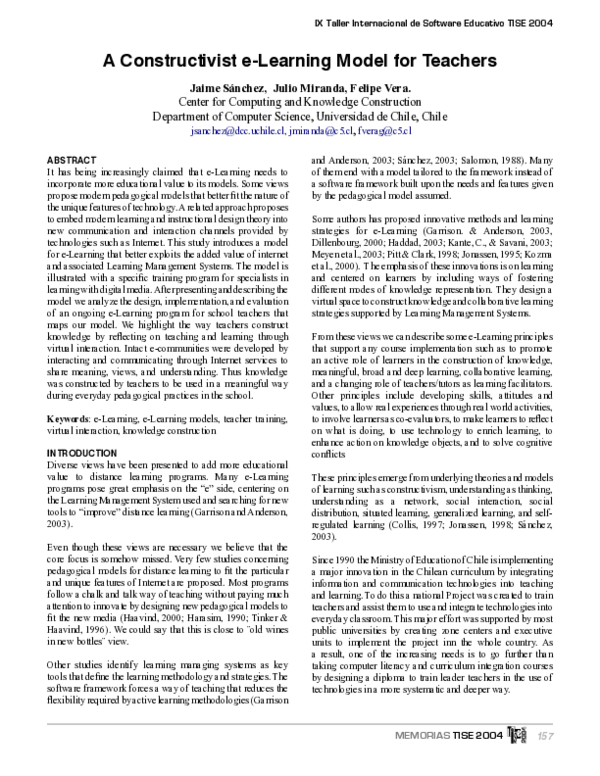 (PDF) A constructivist e-Learning model for teachers | JULIO CESAR ...