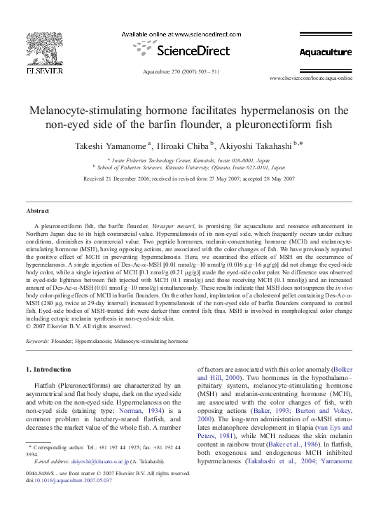 (PDF) Melanocyte-stimulating hormone facilitates hypermelanosis on the ...