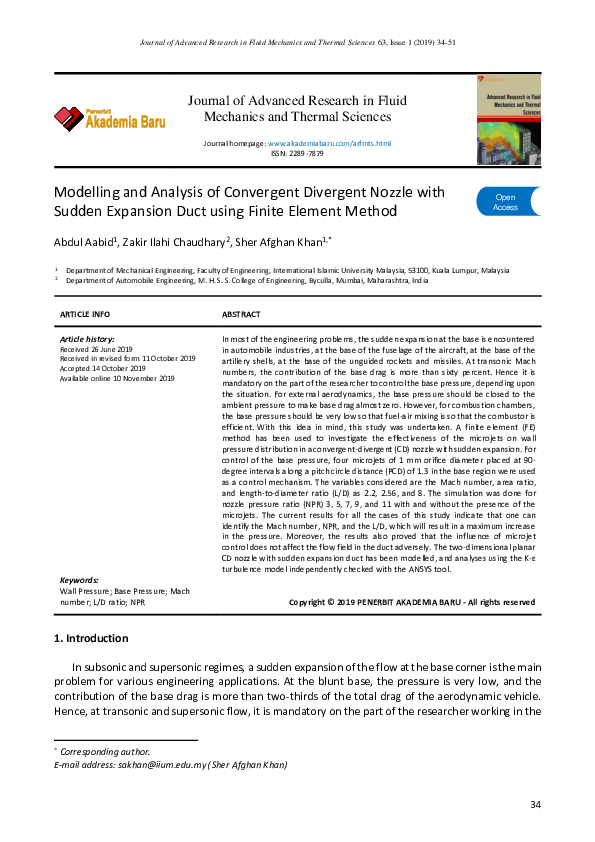 (PDF) Modelling and Analysis of Convergent Divergent Nozzle with Sudden Expansion Duct using ...