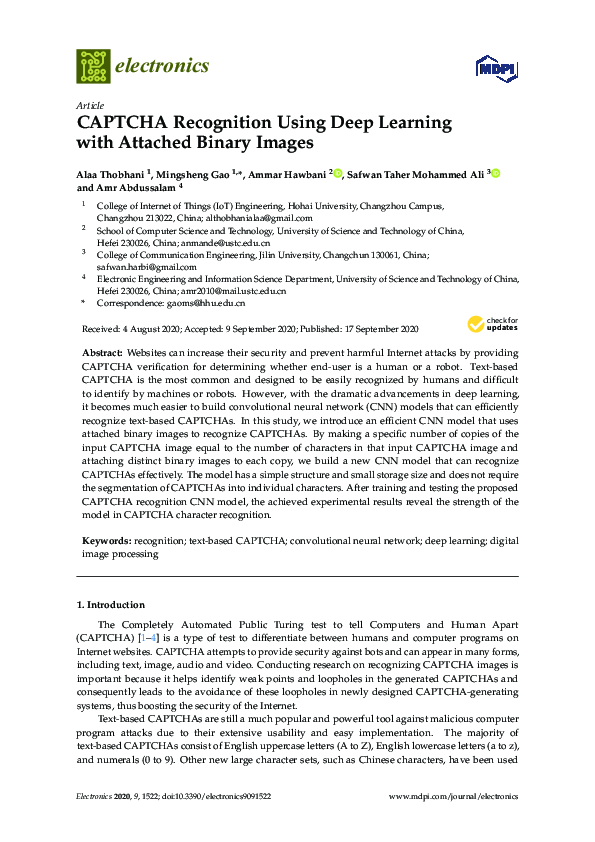 Pdf Captcha Recognition Using Deep Learning With Attached Binary Images