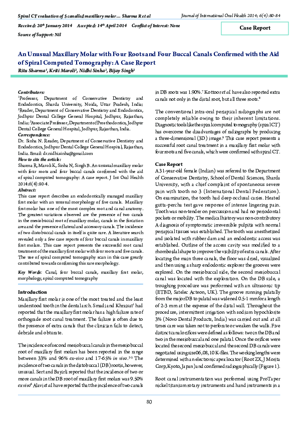 (PDF) Maxillary Molar with Four Roots and Canals