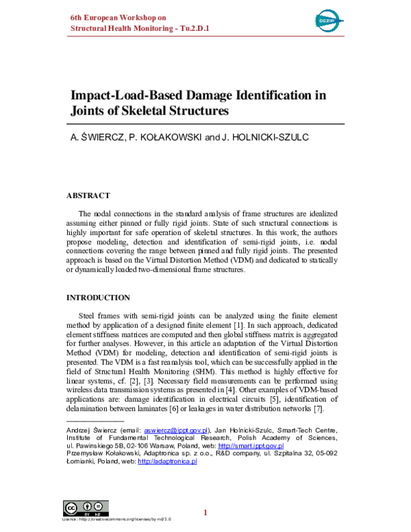 (PDF) Impact-Load-Based Damage Identification in Joints of Skeletal ...