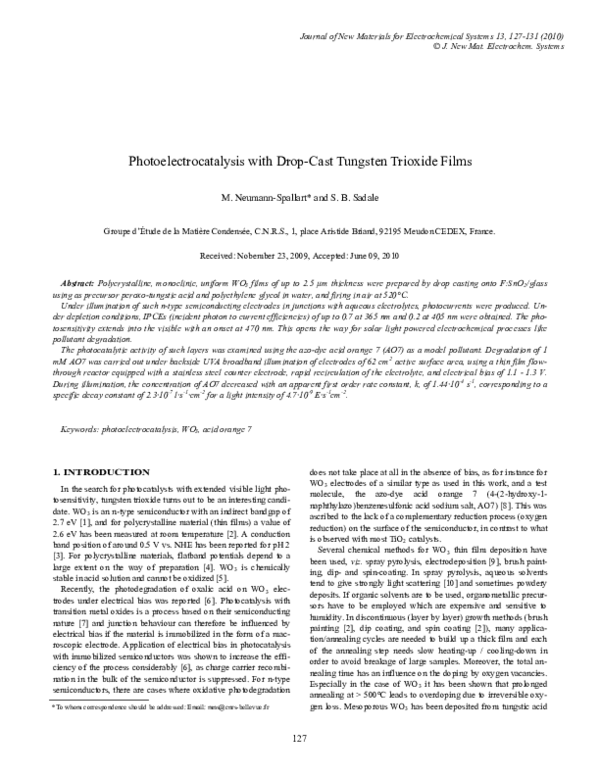 (PDF) Photoelectrocatalysis with Drop-Cast Tungsten Trioxide Films