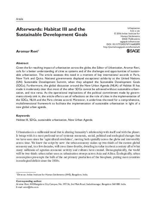 (PDF) Afterwards: Habitat III and the Sustainable Development Goals ...