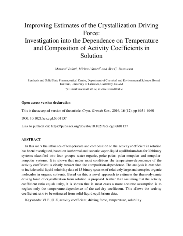(PDF) Improving Estimates of the Crystallization Driving Force ...