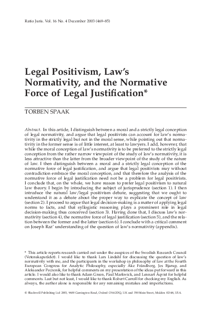 (PDF) Legal Positivism, Law's Normativity, and the Normative Force of ...