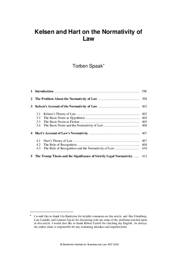(PDF) Kelsen and Hart on the Normativity of Law