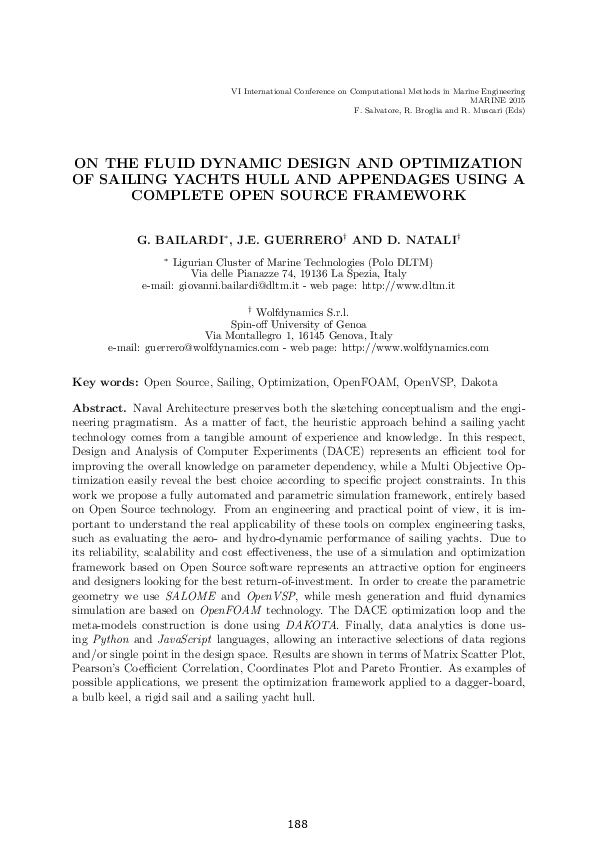 (PDF) On the fluid dynamic design and optimization of sailing yachts hull and appendages using a ...