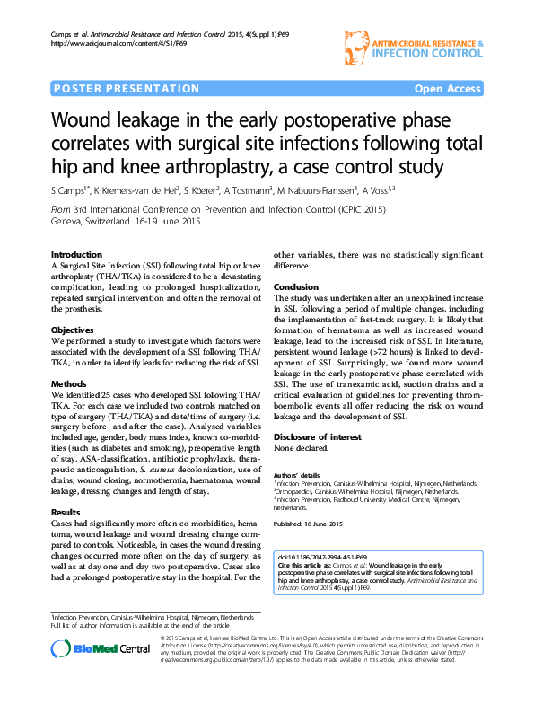 (PDF) Wound leakage in the early postoperative phase correlates with ...
