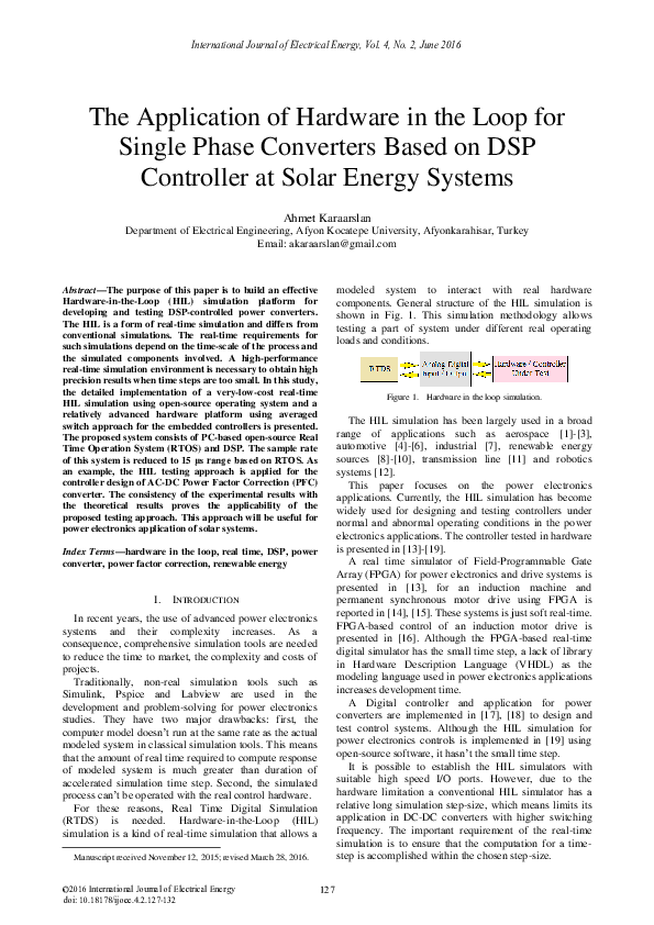 (PDF) The Application of Hardware in the Loop for Single Phase Converters Based on DSP ...