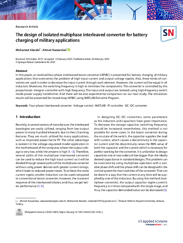 (PDF) The design of isolated multiphase interleaved converter for battery charging of military ...