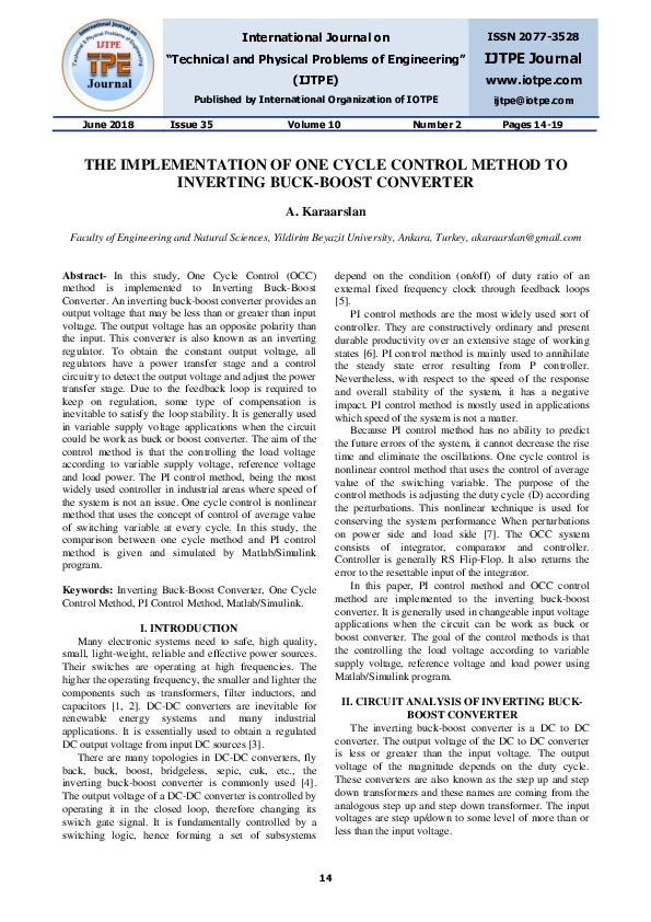 (PDF) The Implementation of One Cycle Control Method to Inverting Buck ...