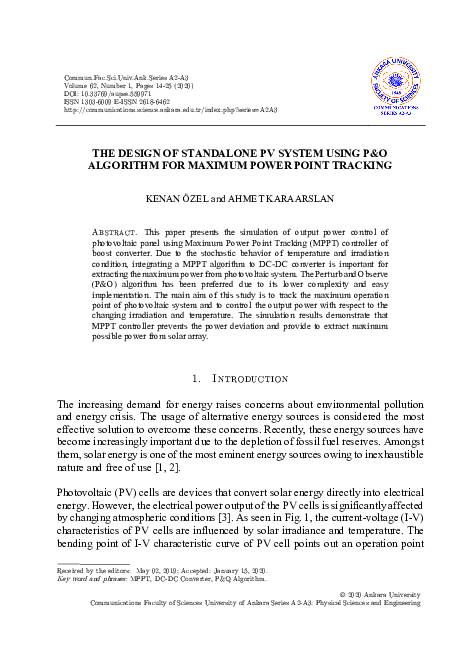 Pdf The Design Of Standalone Pv System Using Pando Algorithm For