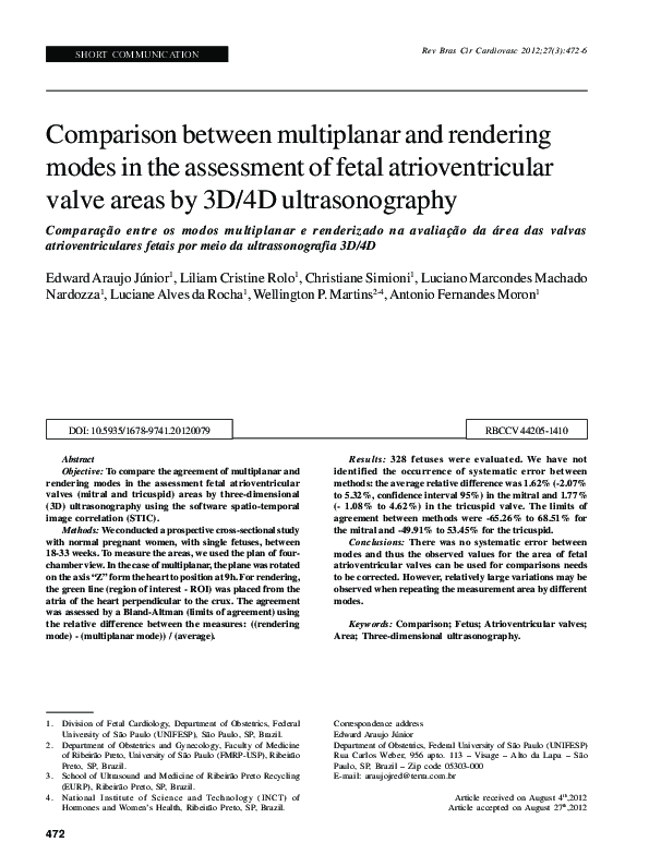 (PDF) Comparison between multiplanar and rendering modes in the ...