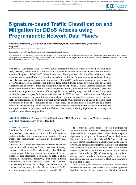 (PDF) Signature-Based Traffic Classification and Mitigation for DDoS ...
