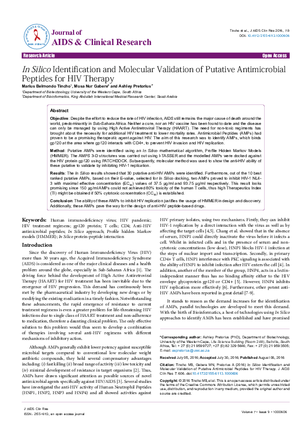 (PDF) In Silico Identification and Molecular Validation of Putative Antimicrobial Peptides for ...