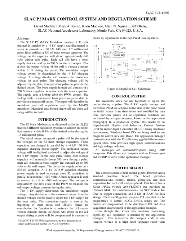 (PDF) SLAC P2 Marx control System and Regulation Scheme