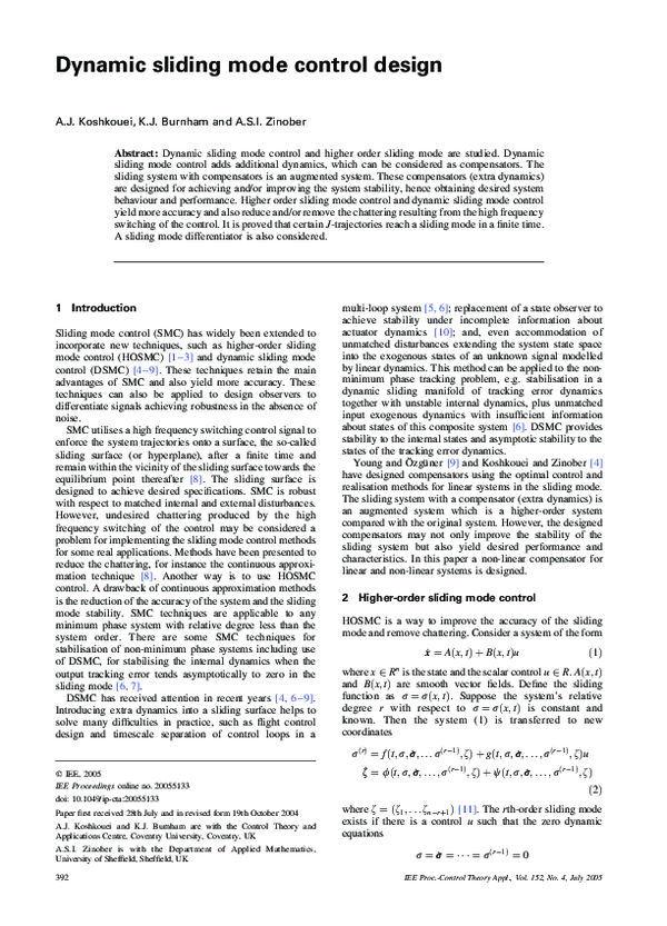 (PDF) Dynamic sliding mode control design