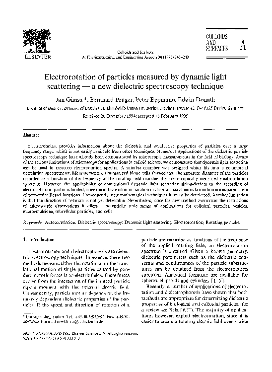 (PDF) Electrorotation of particles measured by dynamic light scattering ...
