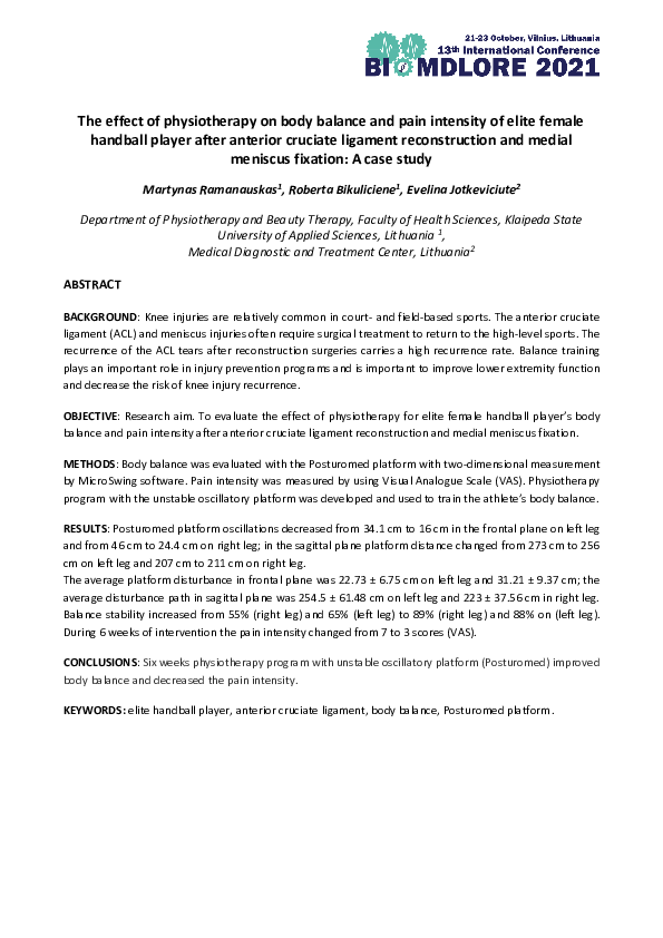 (PDF) The effect of physiotherapy on body balance and pain intensity of ...