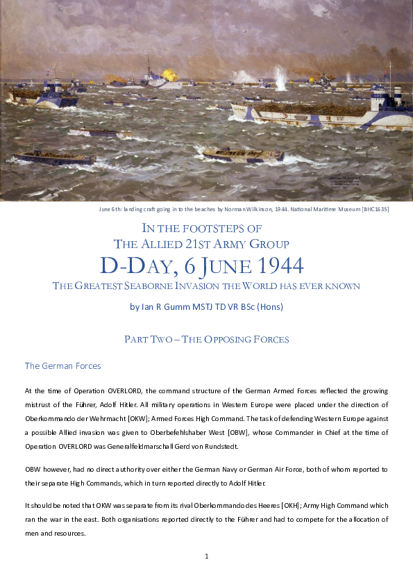(PDF) D-Day, 6 June 1944: Part Two - The Opposing Forces