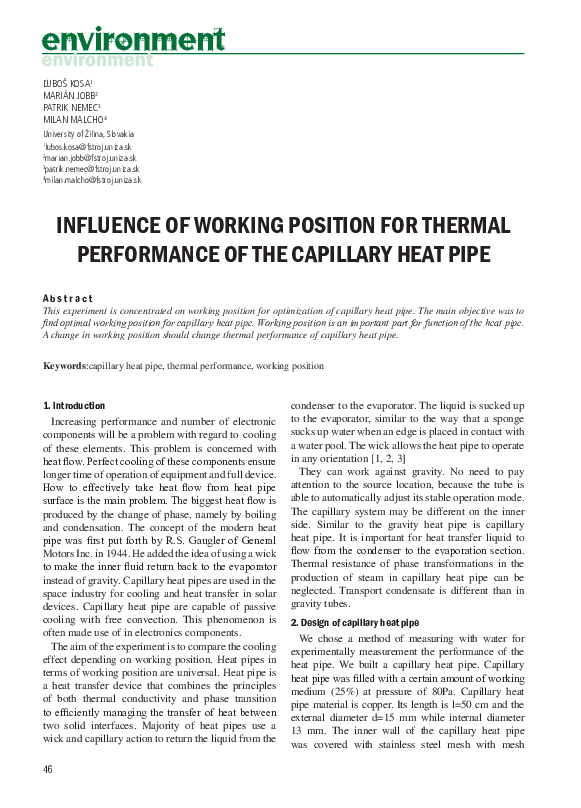 (PDF) Optimizing Capillary Heat Pipe Performance