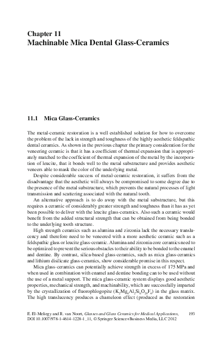 (PDF) Machinable Mica Dental Glass-Ceramics