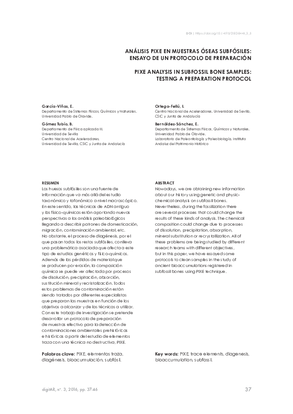 (PDF) Pixe analysis in subfossil bone samples: testing a preparation ...