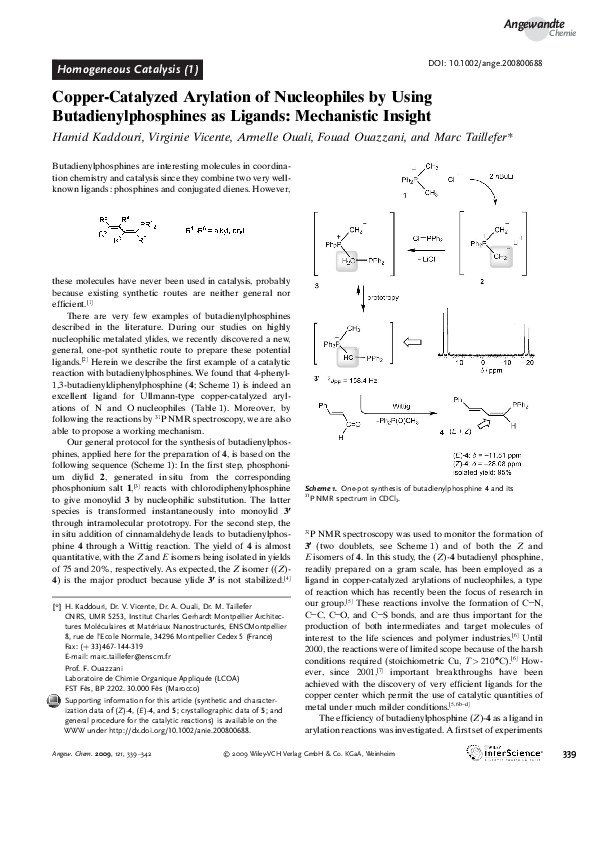 (PDF) Copper‐Catalyzed Arylation of Nucleophiles by Using Butadienylphosphines as Ligands ...