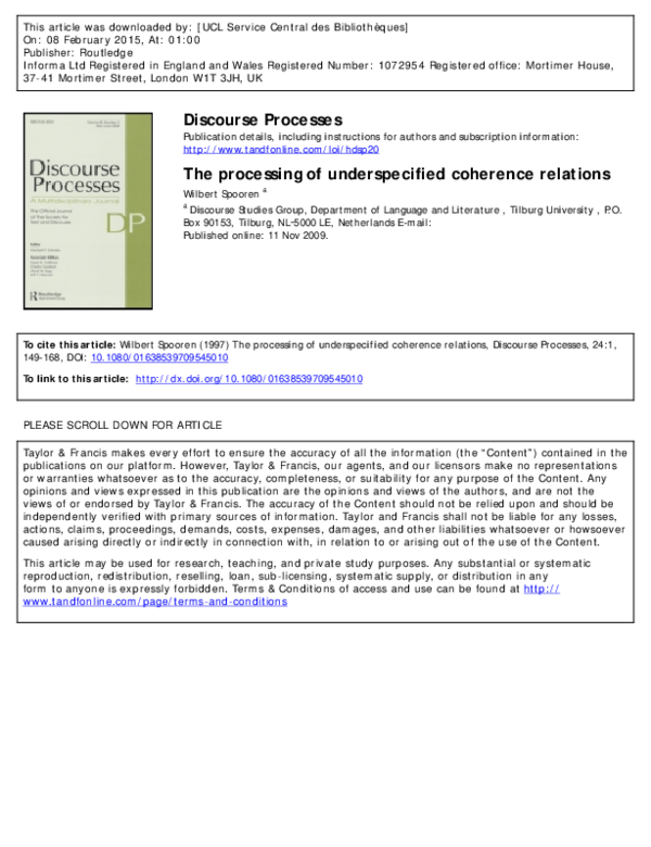 (PDF) The processing of underspecified coherence relations