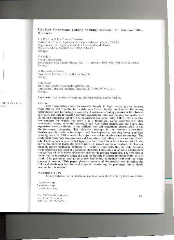 (PDF) Side-Row Continuous Canopy Shaking Harvester for Intensive Olive ...