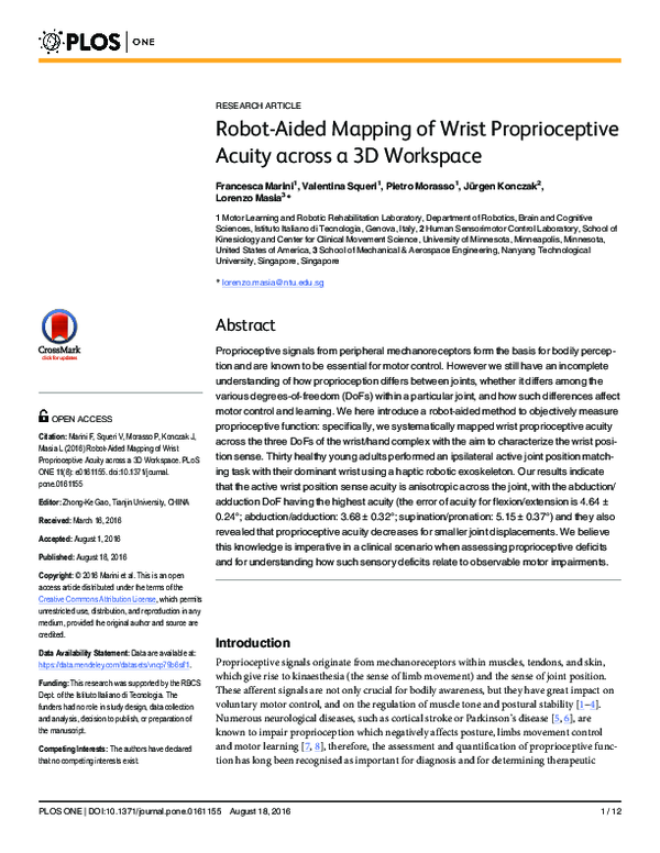 (PDF) Robot-Aided Mapping of Wrist Proprioceptive Acuity across a 3D Workspace