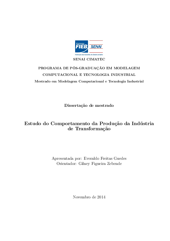 (PDF) Estudo do comportamento da produção da indústria de transformação ...