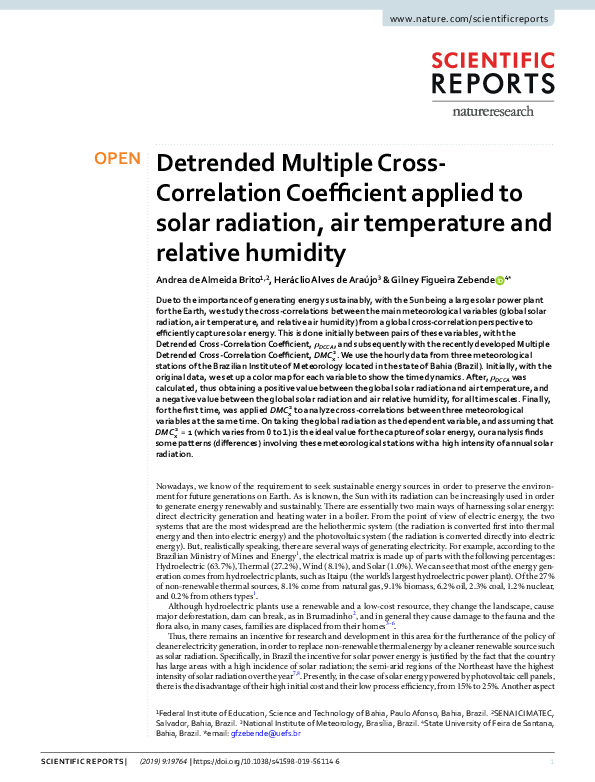 (PDF) Detrended multiple cross-correlation coefficient with sliding ...