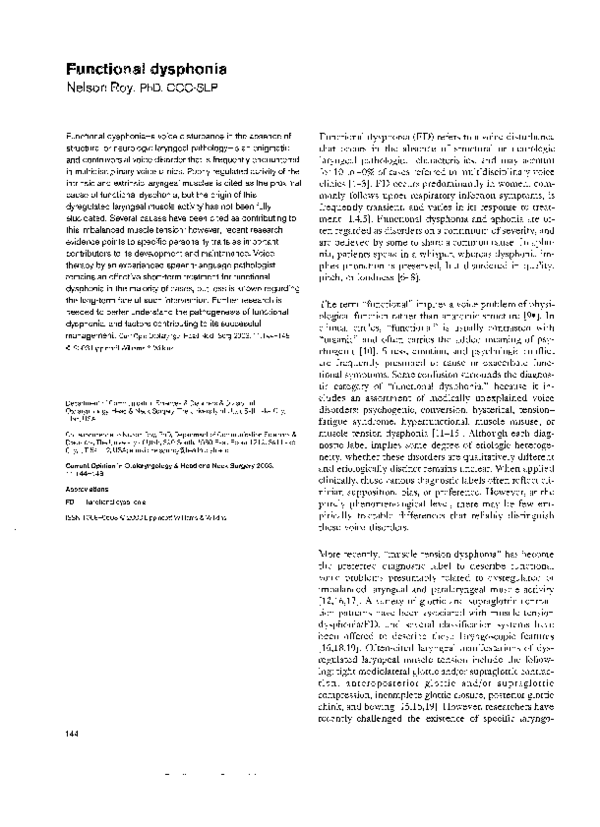 (PDF) Functional dysphonia