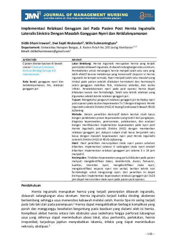 (PDF) Implementasi Relaksasi Genggam Jari Pada Pasien Post Hernia ...