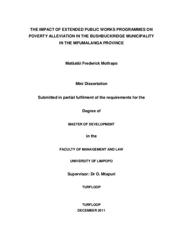 (PDF) The impact of Extended Public Works Programmes on poverty ...