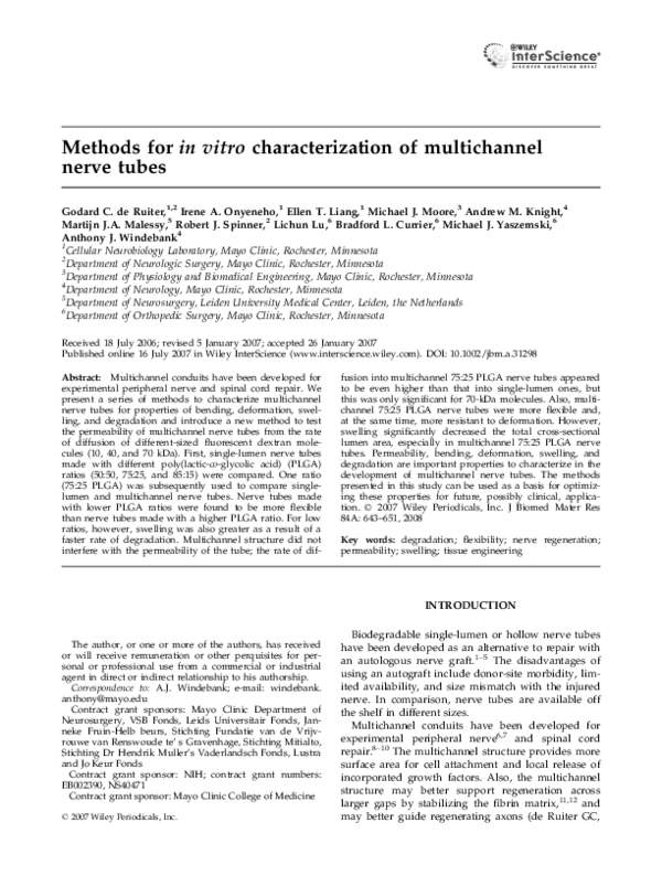 (PDF) Methods for in vitro characterization of multichannel nerve tubes