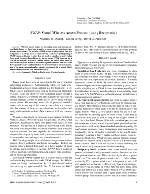 (PDF) SWAP: Shared Wireless Access Protocol (using Reciprocity)