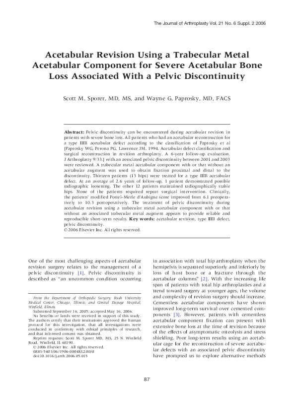 (PDF) Acetabular Revision Using a Trabecular Metal Acetabular Component ...