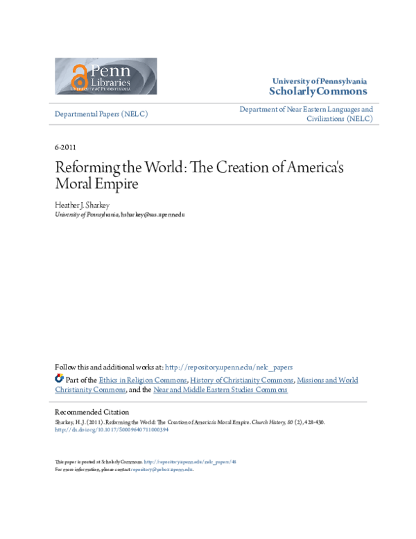 (PDF) Reforming the World: The Creation of America's Moral Empire. By ...