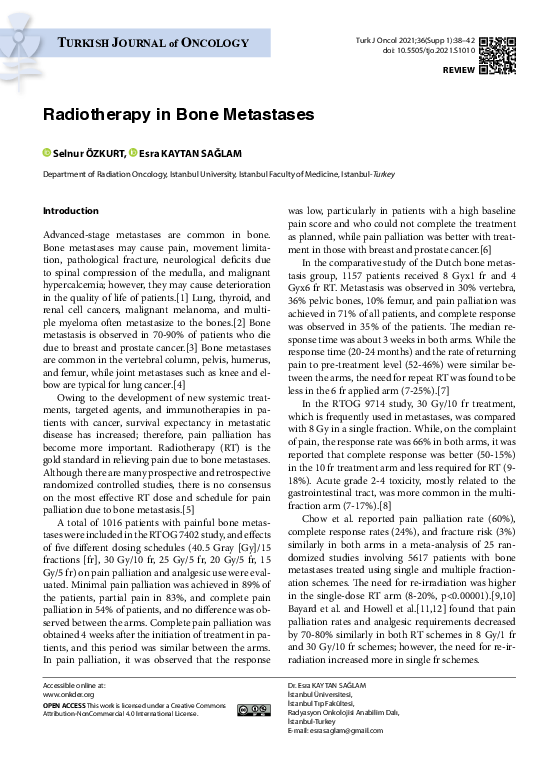 (PDF) Radiotherapy in Bone Metastases