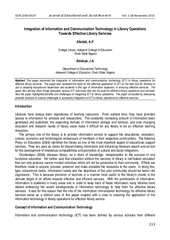 (PDF) Integration of Information and Communication Technology in ...